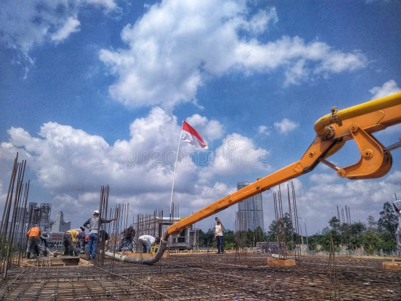 Structural Work is Underway at the Construction Site. Work is Carried ...