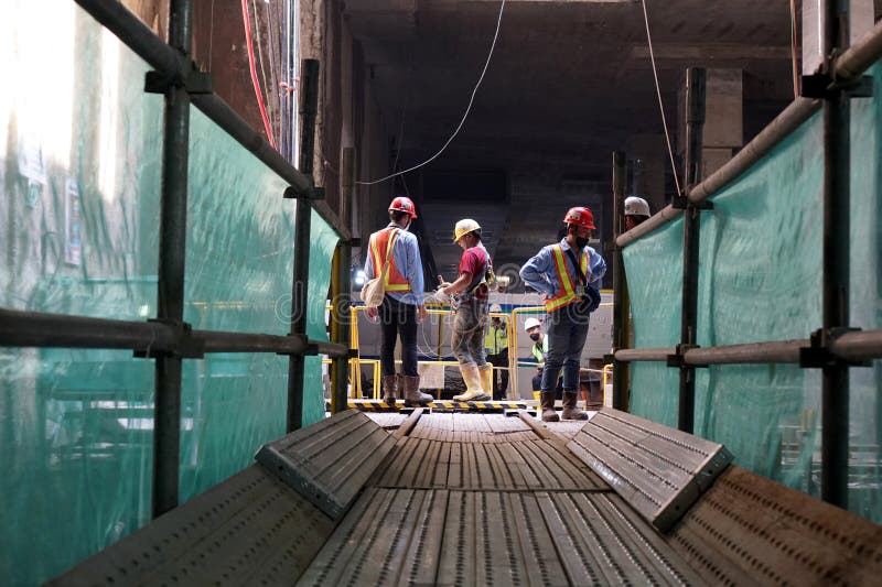 Construction Workers at the Jakarta MRT Tunnel Phase 2 Project ...
