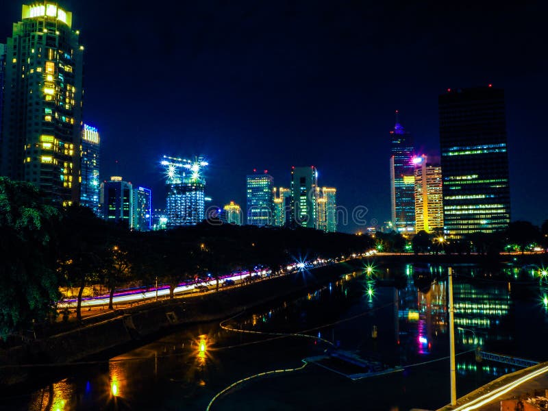 Jakarta night cityscape stock photo. Image of city, cityscape - 69773266