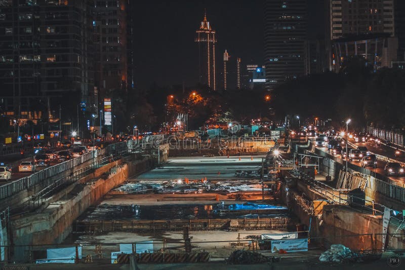Jakarta Night Infrastructure Editorial Stock Image - Image of ...