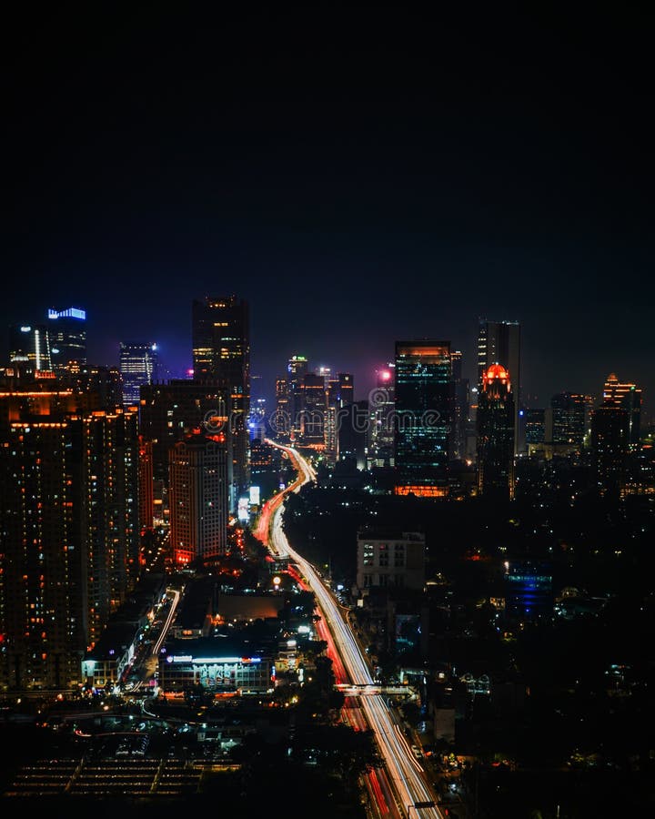 Jakarta in the night stock image. Image of indonesia - 264800775