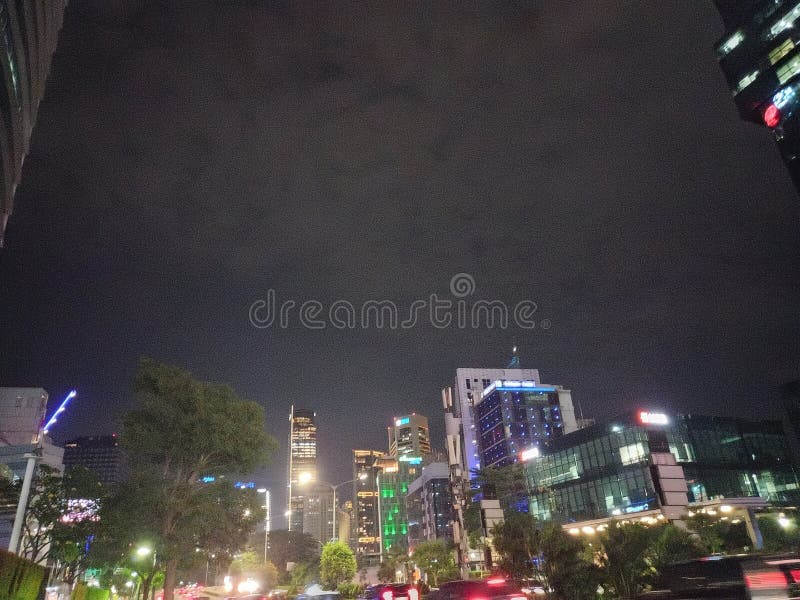 Jakarta Night Sky with Buildings, Indonesia Stock Photo - Image of ...