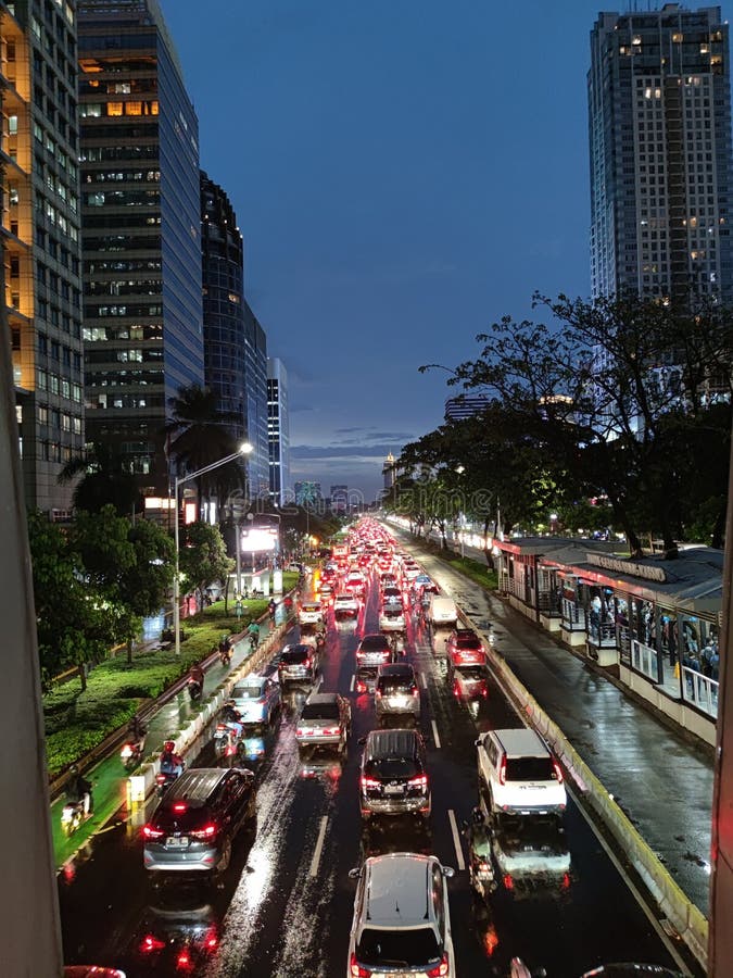 Jakarta night traffic editorial stock image. Image of infrastructure ...