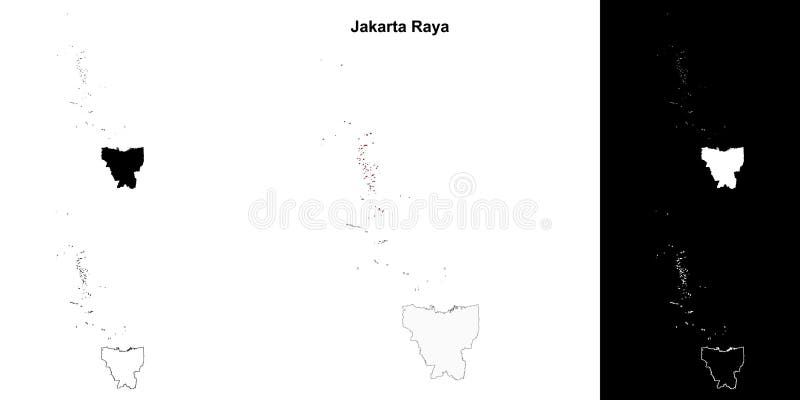 Jakarta Raya outline map stock vector. Illustration of atlas - 323661975