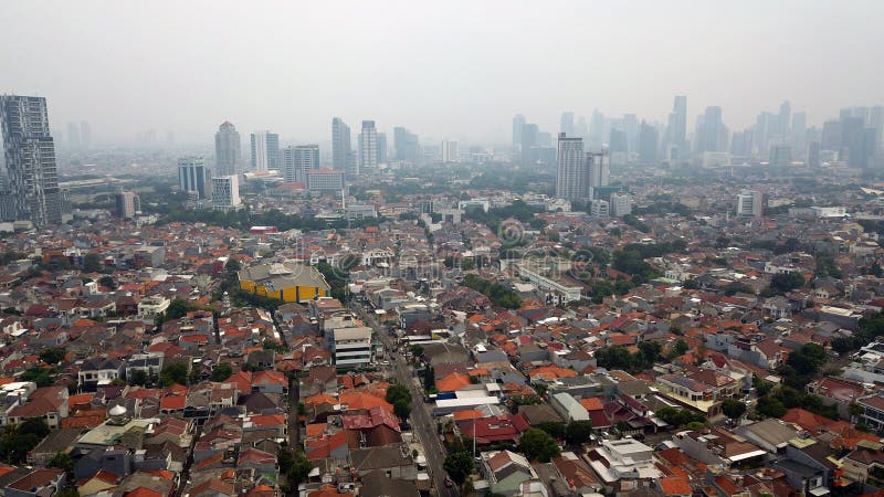 Aerial View of Jakarta City, Indonesia, from Drone. Stock Image - Image ...