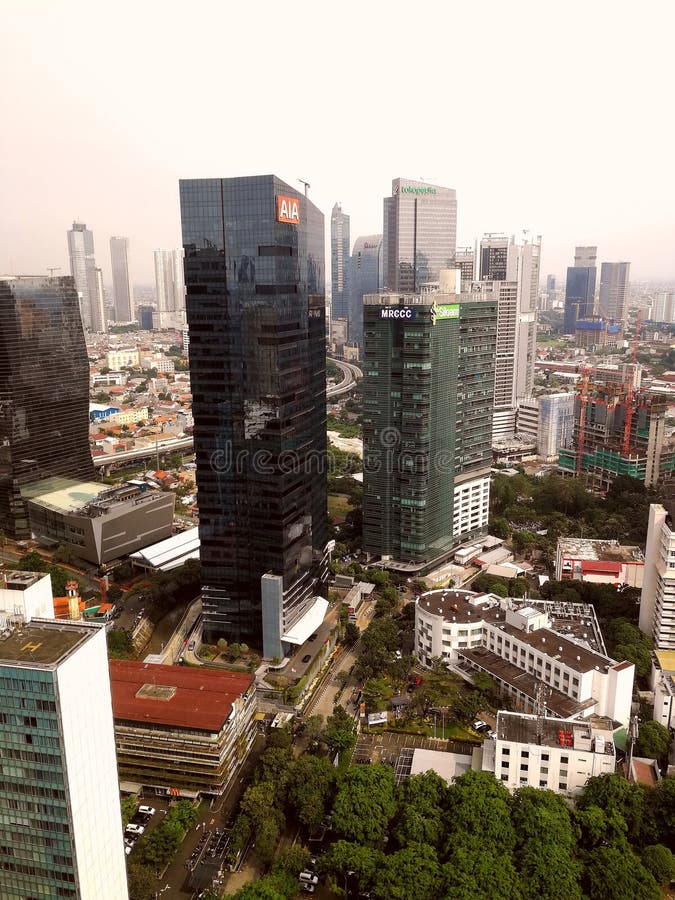 Jakarta Skyline Sudirman Street Editorial Stock Photo - Image of stree ...