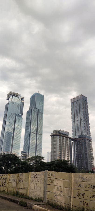 Jakarta Skyscraper Office High-rise Building Afternoon Stock Photo ...
