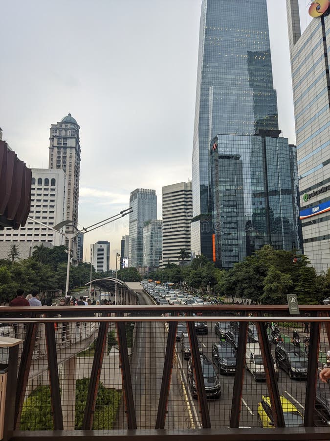 Jakarta Traffic and Skyscraper View from Karet Bridge Editorial Stock ...