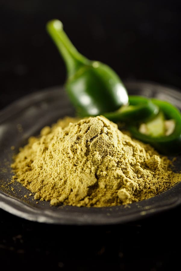 Jalapeno Green Chilli Powder Stock Image - Image of background ...