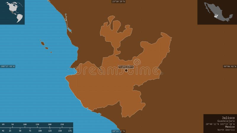 Jalisco Outline Map Mexico State Central America Region Country Shape ...