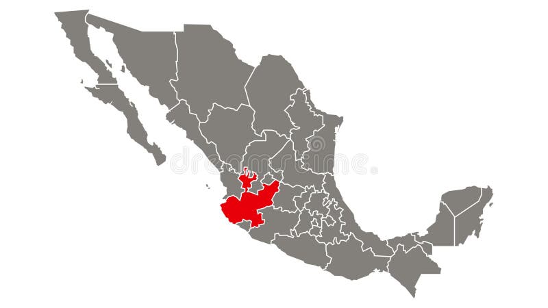 Jalisco State Blinking Red Highlighted in Map of Mexico Stock Footage ...