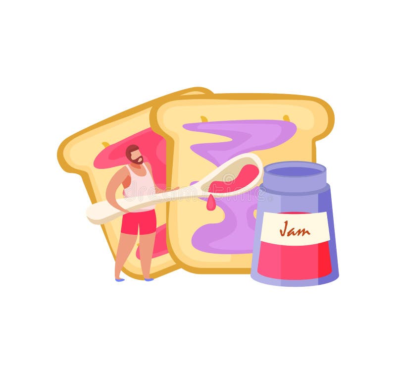 Jam on Bread Composition stock vector. Illustration of hungry - 201439572