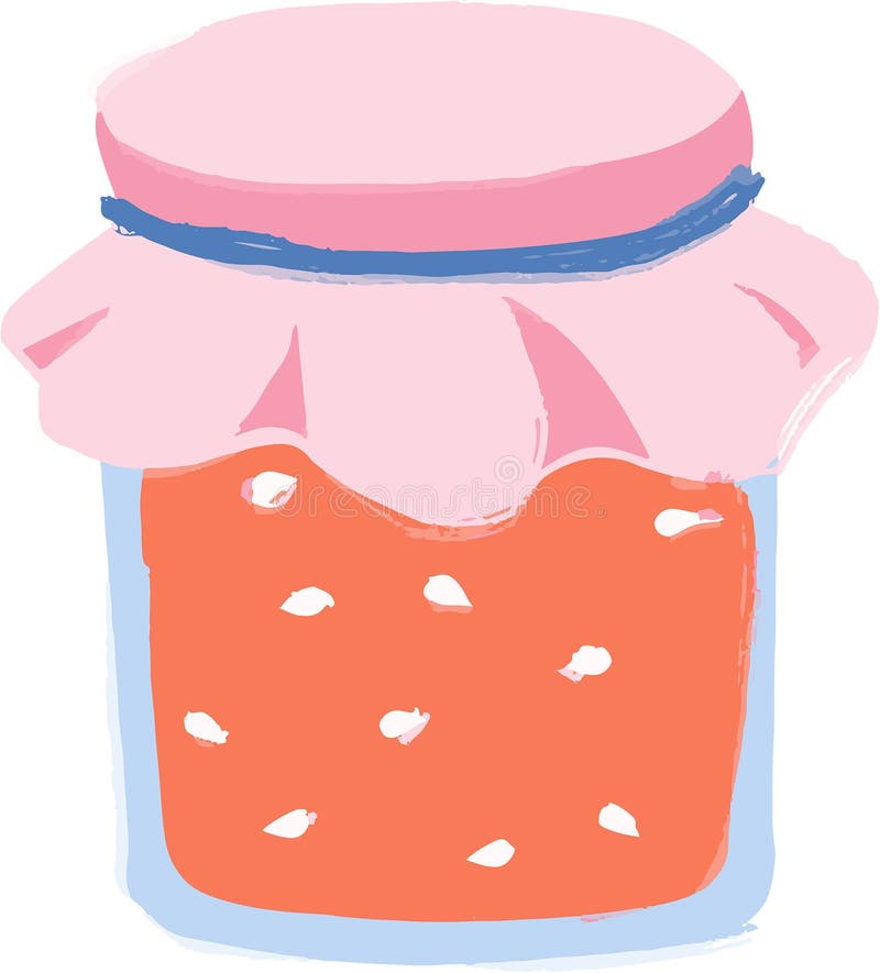 Cute Jar of Strawberry Jam with Pink Top Stock Vector - Illustration of ...