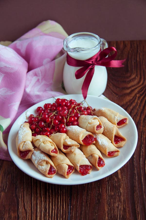 Jam Cookies with Fresh Currant Stock Image - Image of snack, rolled ...