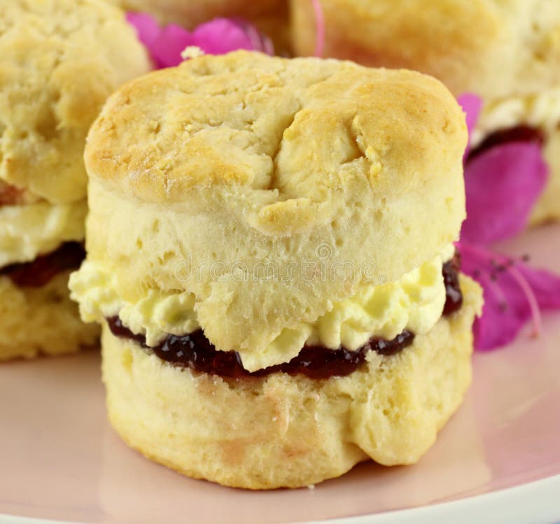 Jam and Cream Scone stock image. Image of cream, food - 16142371
