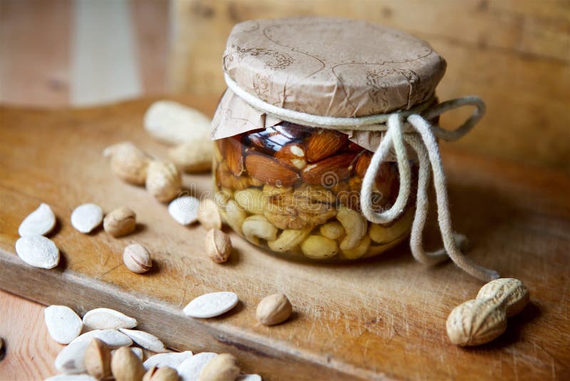 Jam of Different Types of Nuts in Syrup or Honey Stock Photo - Image of ...