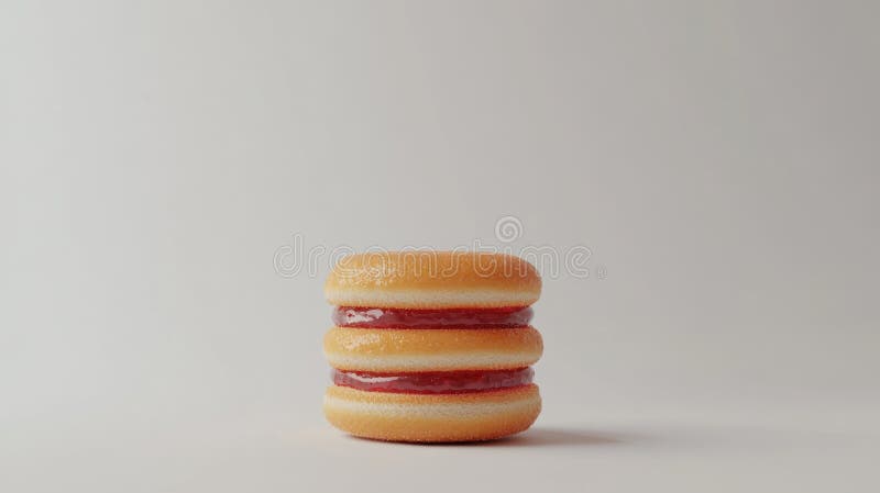 Jam-Filled Doughnut Stack with Sugar Coating on White Background Stock ...