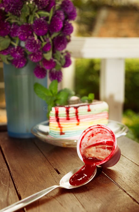 Jam flowing on spoon stock image. Image of design, terrace - 39087019