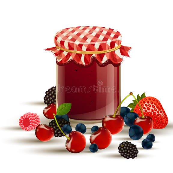 Jam with fresh berries stock illustration. Illustration of foxberry ...