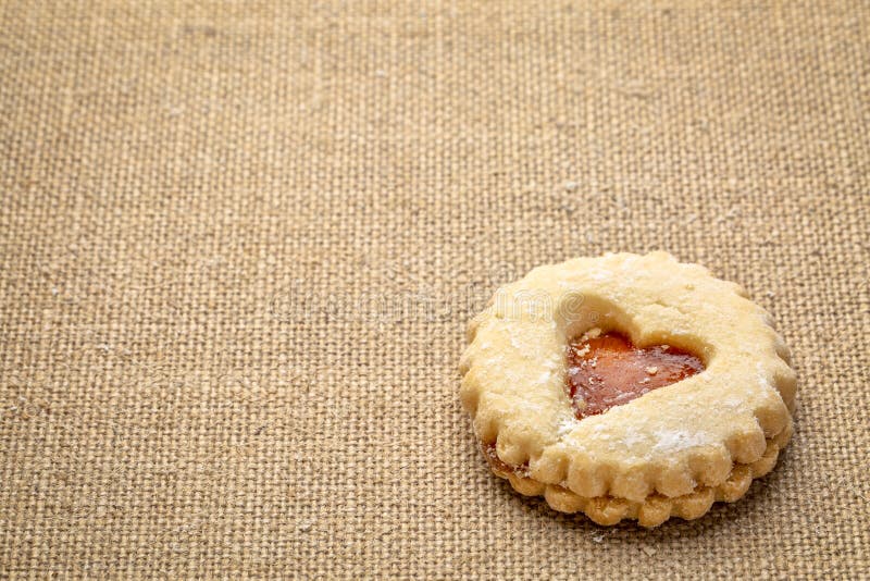 Jam Heart Biscuit on Burlap Canvas Stock Image - Image of canvas ...