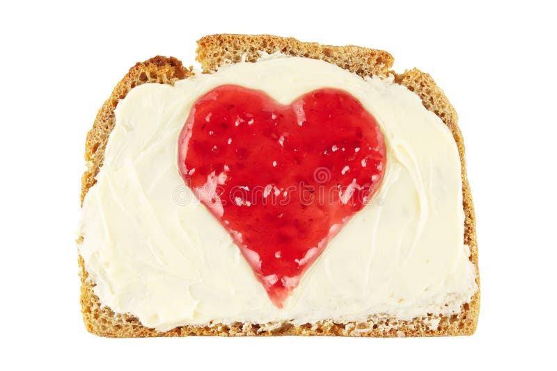 Jam heart on bread stock photo. Image of romantic, love - 32994986