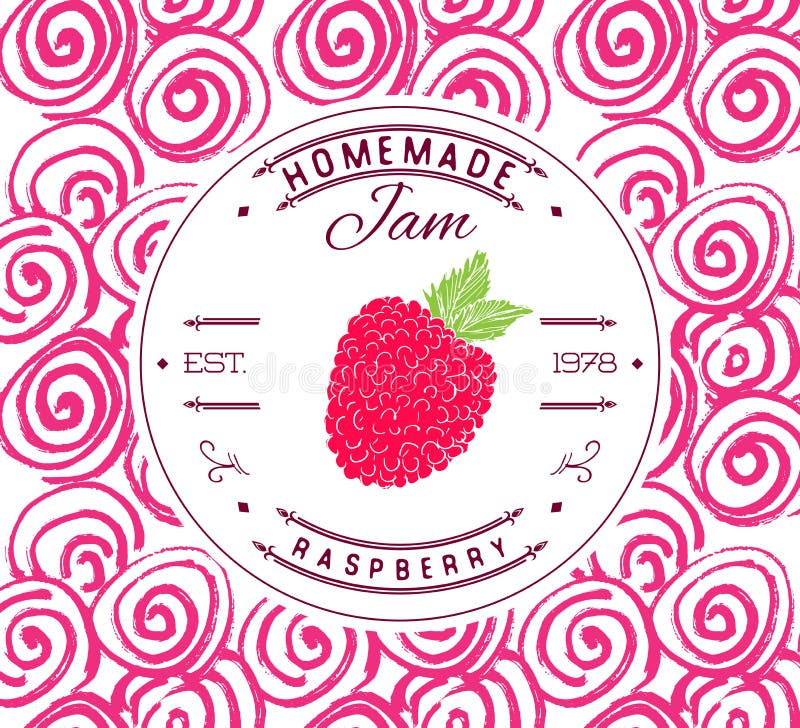 Raspberry Jam Label Template Design. Vector Illustration Stock ...