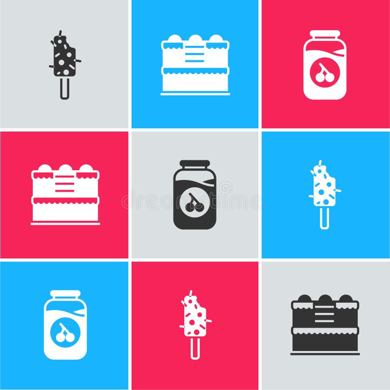 Jam-pictogram Voor Kersenjam. Vector Vector Illustratie - Illustration ...