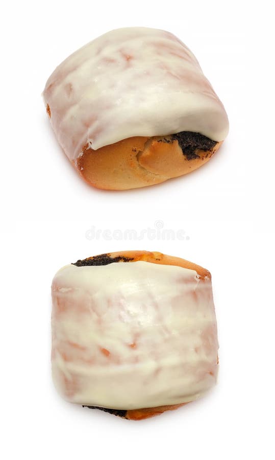 Jam puff bun with icing stock image. Image of food, breakfast - 220091047