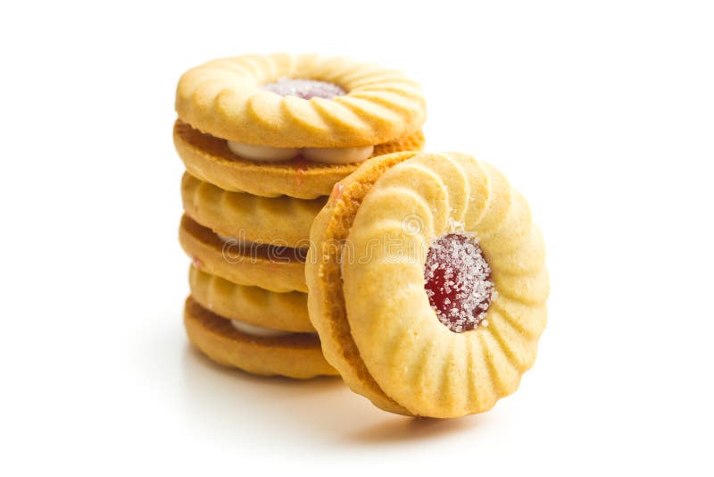 Jam Ring Biscuits and Bottle of Milk. Stock Photo - Image of round ...