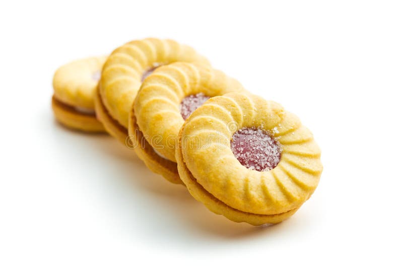 Jam Ring Biscuits and Bottle of Milk. Stock Photo - Image of round ...