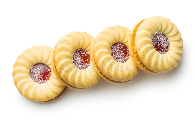 Jam Ring Biscuits and Bottle of Milk. Stock Photo - Image of round ...