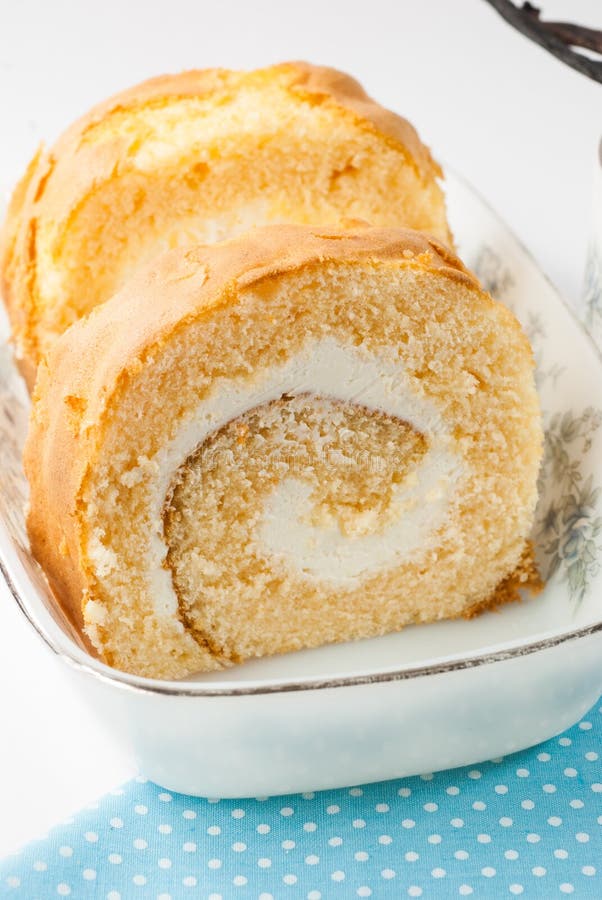 Jam roll cake stock photo. Image of cream, roulade, sponge - 36060144