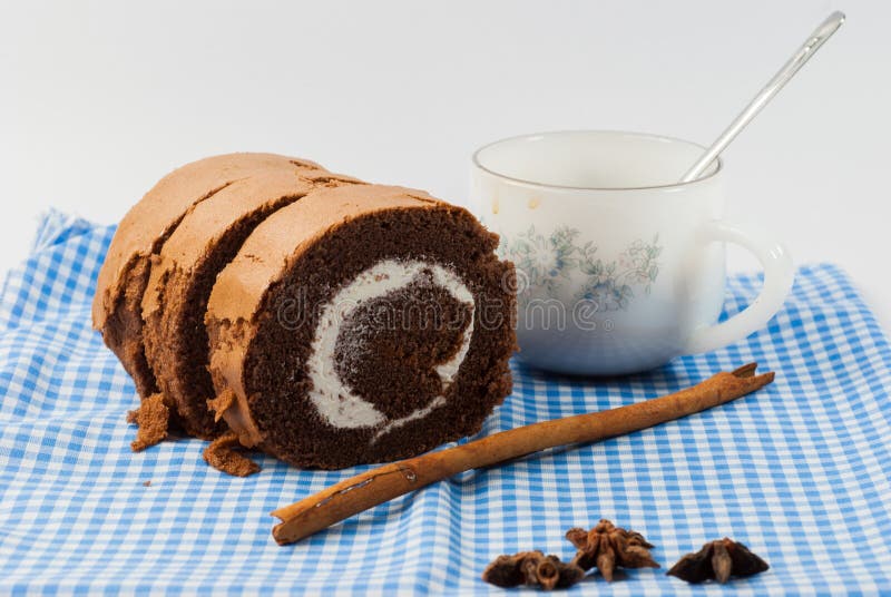 Jam roll chocolate cake stock photo. Image of pastries - 36059910