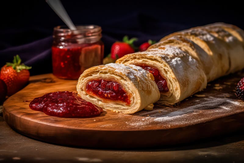 A Jam Roly Poly, Elegantly Presented on a Wooden Table. Stock Photo ...