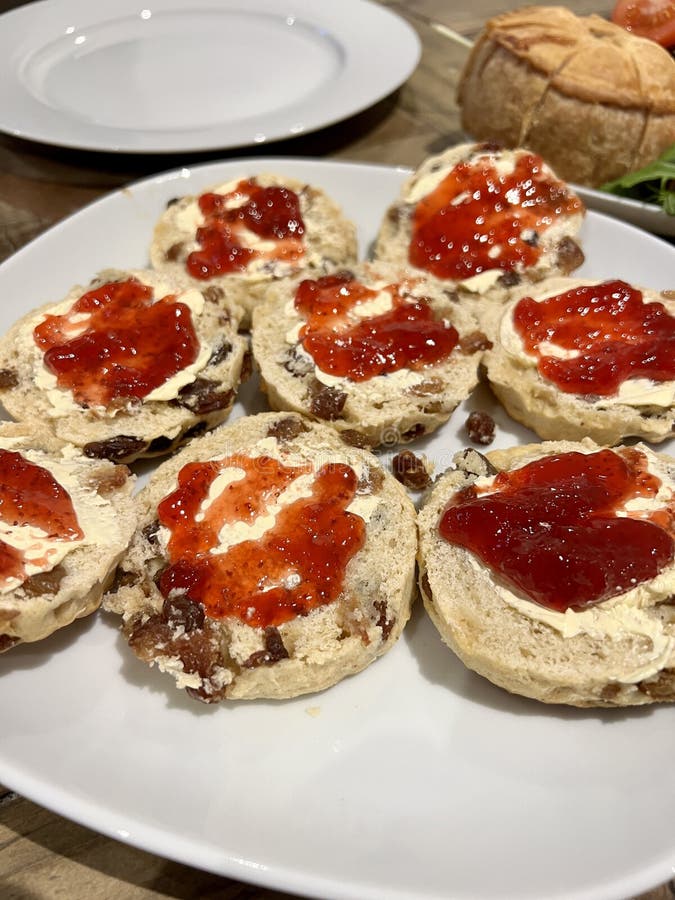 Jam Scones stock image. Image of sliced, sweet, plate - 269134271