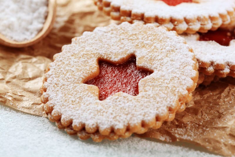 Jam shortbread cookies stock image. Image of biscuit - 21895477