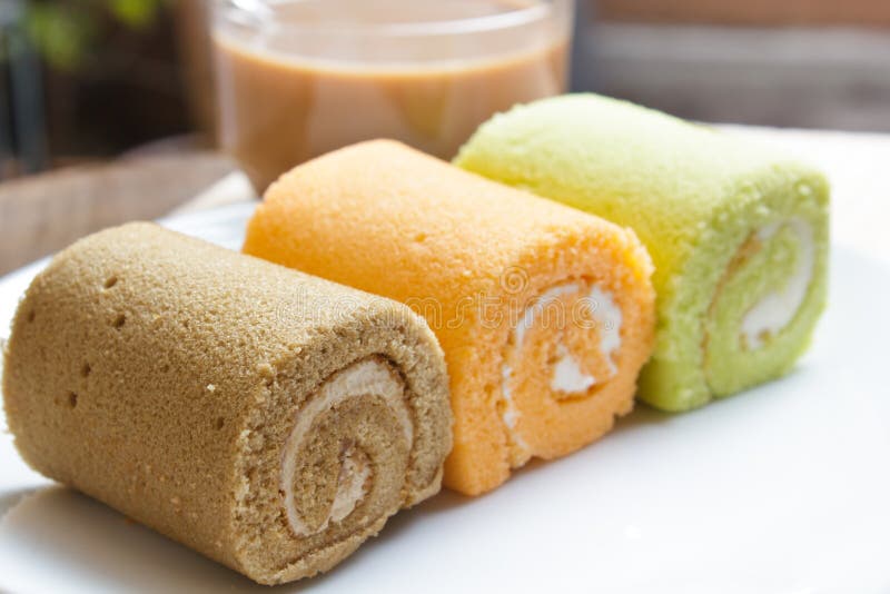 Jam Swiss Roll Cake Three Flavors. Stock Image - Image of jamroll ...