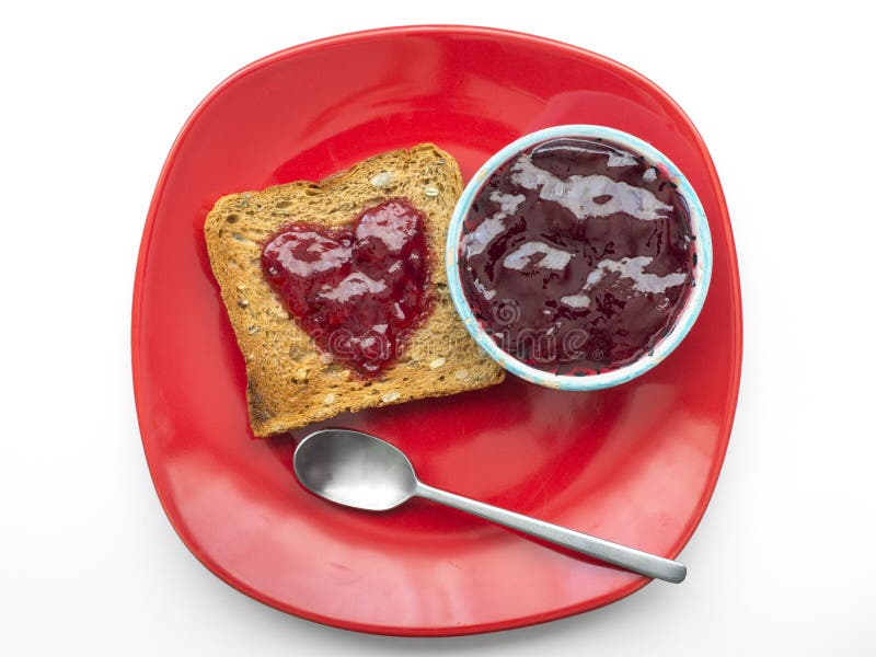 Jam toast on plate stock image. Image of sweet, white - 52278433