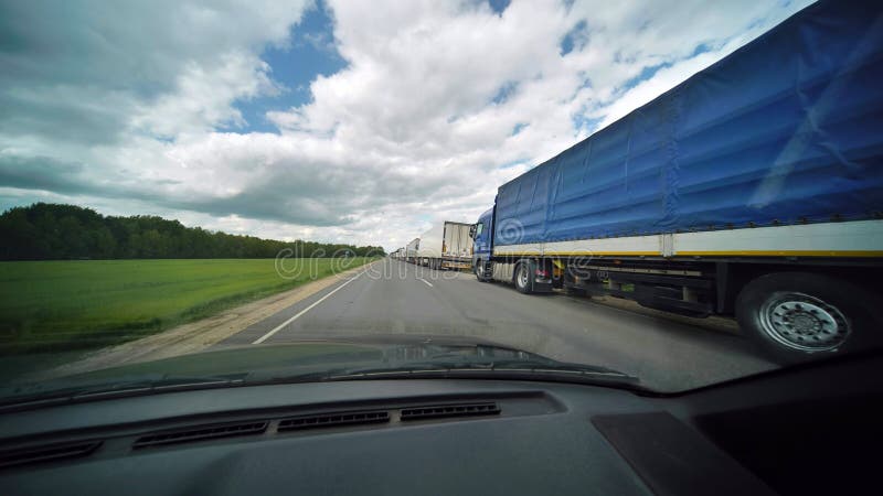 A Jam of Vans on the Roads of Europe. View from the Car Window. Stock ...