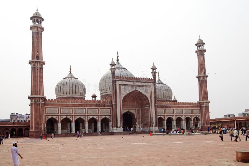 Jama Masjid Front Elevation, New Delhi Editorial Stock Image - Image of ...