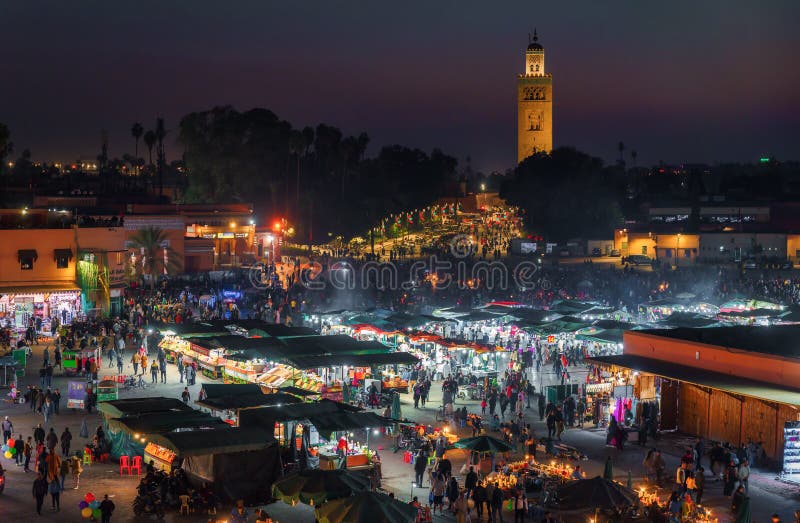Jamaa el fna at night editorial image. Image of afternoon - 251549745