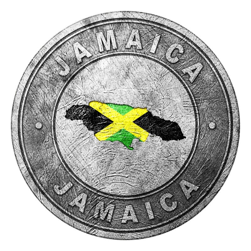 Jamaica Flag Button with Map Stock Illustration - Illustration of coin, identity: 386011206