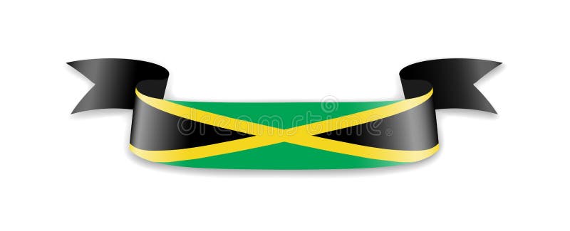 Jamaica Flag in the Form of Wave Ribbon. Stock Vector - Illustration of ...
