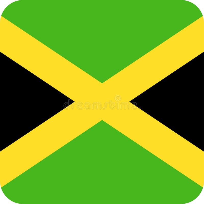 Jamaica Flag Vector Square Flat Icon Stock Illustration - Illustration ...