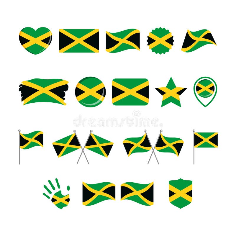 Jamaica Flag Icon Set Vector Isolated on a White Background Stock ...