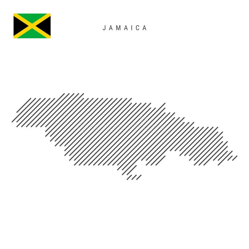 Jamaica Map from Pattern of Black Slanted Parallel Lines. Flat Vector ...