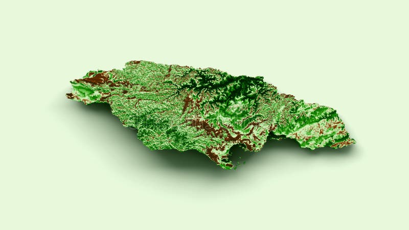 Jamaica Topographic Map 3d Realistic Map Color 3d Illustration Stock ...