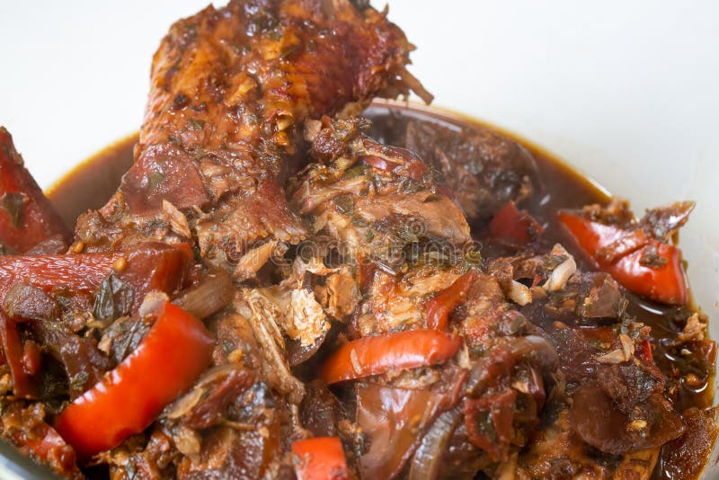 Jamaican Brown Stew Fish stock image. Image of belize - 201743855