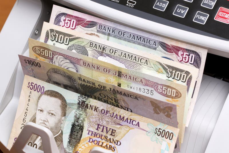 Jamaican Dollar in the Counting Machine Stock Image - Image of writing, label: 335035751