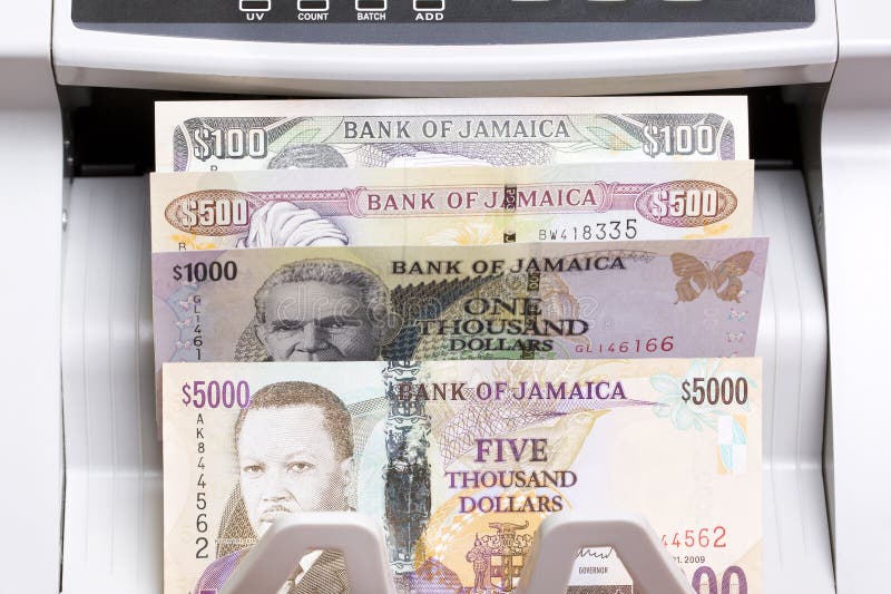 Jamaican Dollar in the Counting Machine Stock Photo - Image of money ...